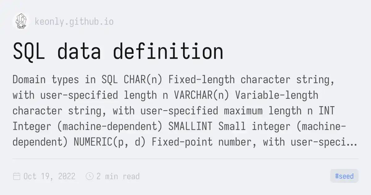 SQL data definition SQL data definition