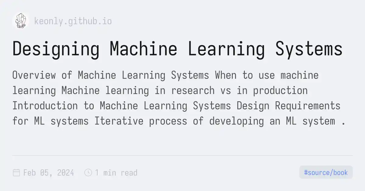 Designing Machine Learning Systems